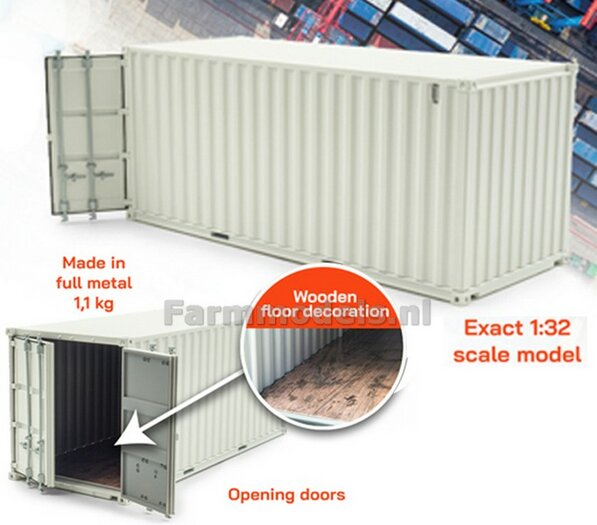 20 Feet WHITE Container 1:32 Die Cast HOP-1256 - Farmmodels - Miniaturen - Onderdelen - Stickers ...